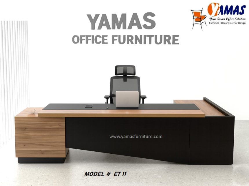 Executive Office Table ET-11- Modern wood and black CEO table – Yamas ...